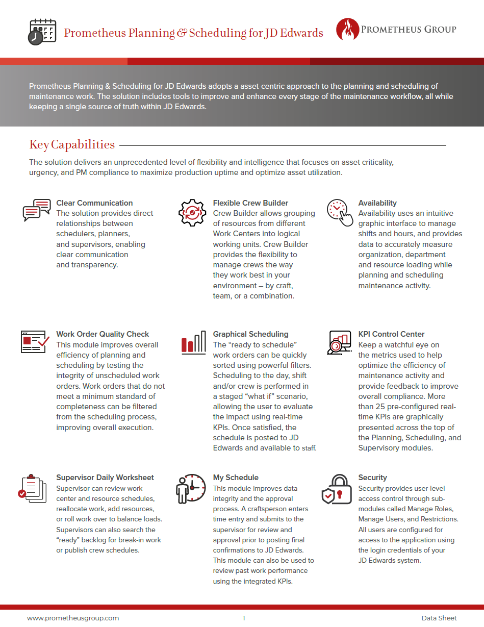 Prometheus Planning & Scheduling for Oracle JD Edwards | Prometheus Group